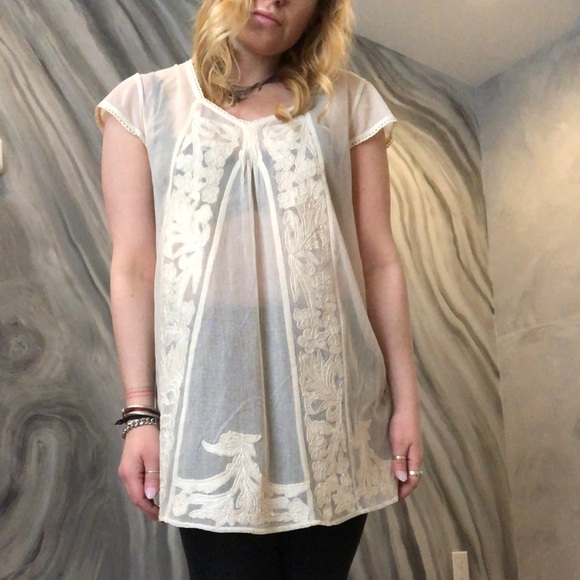 Peruvian Connection | Tops | Peruvian Connection Sheer Lace Embroidered ...